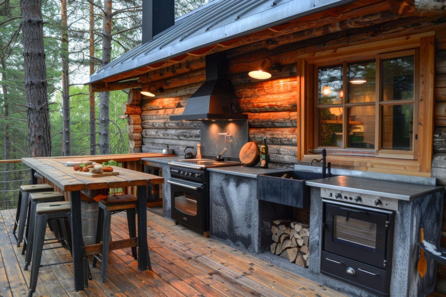 How To Build A Log Cabin Outdoor Kitchen - ELoghomes